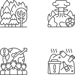 Global warming icons set flat climate Royalty Free Vector