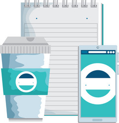Plastic container and notepad and book Royalty Free Vector