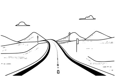 Simple road hand drawn ink sketch highway Vector Image