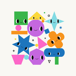 Funny geometry composition banner poster card Vector Image