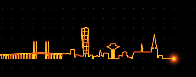 Red neon skyline of manhattan bright Royalty Free Vector