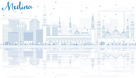 Medina skyline saudi arabia linear style Vector Image