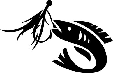 Fishing logo black and white of a fish hunting Vector Image