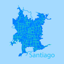 Flat road and administrative map of agglomeration Vector Image