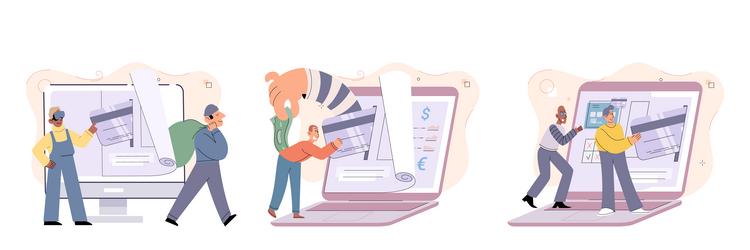 Hacker activity big set hacking computer Vector Image