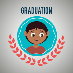 Kid on graduation emblem isolated icon design Vector Image