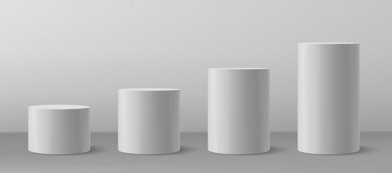 White 3d cylinder pillar isolated on grey Vector Image