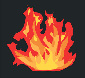 Hot fire flame cartoon fireplace burning charcoal Vector Image