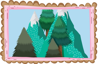 Landscape with snow mountain square frame Vector Image