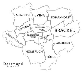 Dortmund city map with boroughs grey silhouette Vector Image