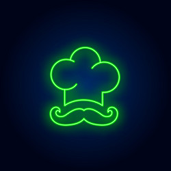 Chief cook in uniform neon sign Royalty Free Vector Image