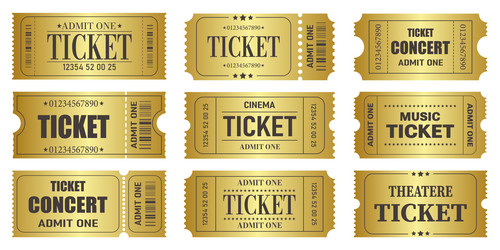 Vip pass admission golden ticket template Vector Image