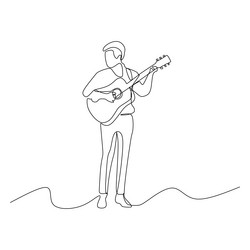 Continuous single line drawing of a male singer Vector Image