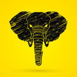 Angry elephant head front view Royalty Free Vector Image