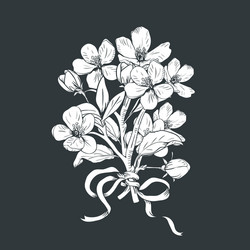Blooming tree hand drawn botanical blossom Vector Image