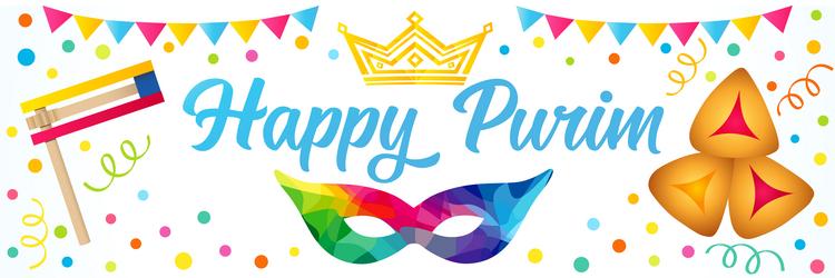 Happy purim greetings card with elegant lettering Vector Image