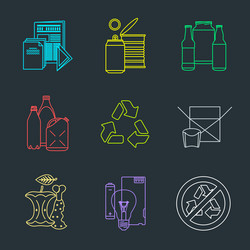 Recycle waste segregation icons Royalty Free Vector Image