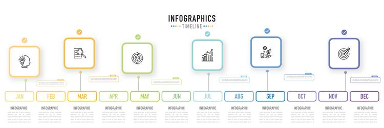 Rectangular weekly timeline infographic Royalty Free Vector