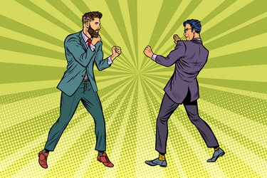 Beating two fighting men strong punch Royalty Free Vector