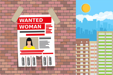 Wanted person paper poster missing announce Vector Image