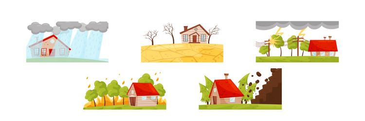 Natural disaster and catastrophe with house damage