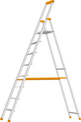 Foot step ladder safety cartoon Royalty Free Vector Image
