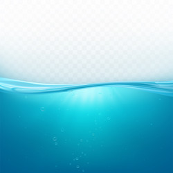 Underwater ocean surface blue water background Vector Image