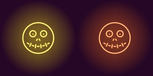 Neon zombie head in yellow and orange color Vector Image