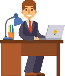Cartoon engineer in office Royalty Free Vector Image