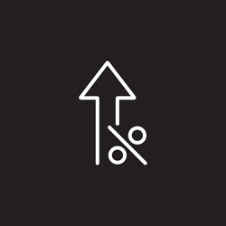 Percentage up arrow abstract line art icon Vector Image