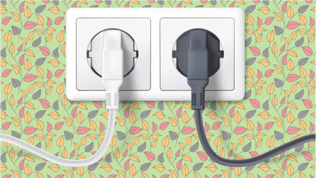 Electric plugs in socket realistic white Vector Image