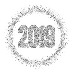 Silver glitter alphabet numbers 5 with shadow Vector Image