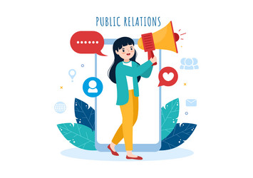 Public relations template hand drawn cartoon flat Vector Image