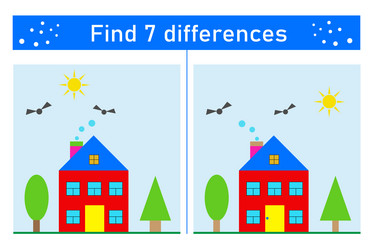 Find 7 differences logic puzzle game f Royalty Free Vector