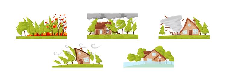 Natural disaster and catastrophe with house damage