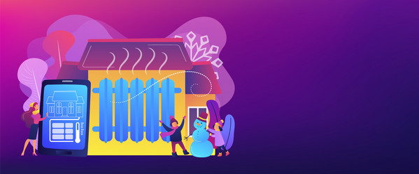 Heating system concept banner header Royalty Free Vector