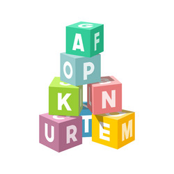 Outline block building towers with letters Vector Image