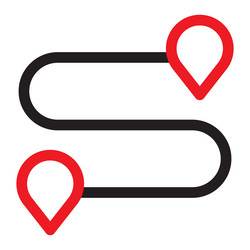Route and pin location line icon road with map Vector Image