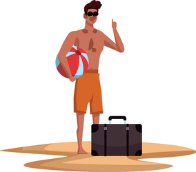 Young man in summer time cartoon black Royalty Free Vector