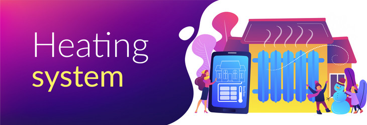 Heating system concept banner header Royalty Free Vector