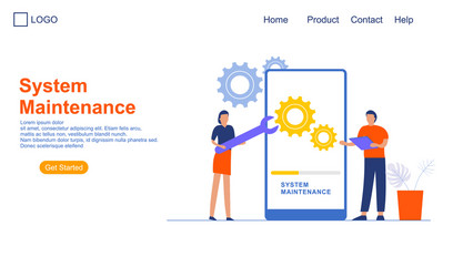 Landing page template system maintenance Vector Image