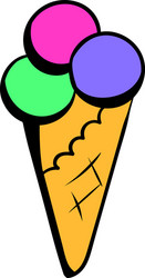 Mixed ice cream scoops in cone icon cartoon Vector Image