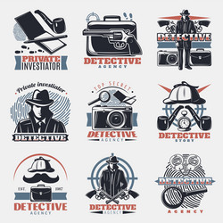 Vintage detective agency emblems Royalty Free Vector Image