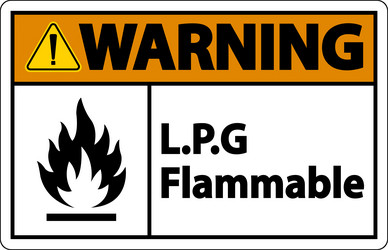 Warning lpg flammable symbol sign on white Vector Image