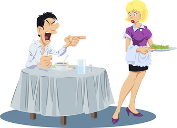 Angry client quarreling with waitress funny people