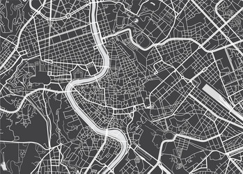 Detailed map isfahan city linear print Royalty Free Vector