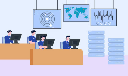 Flight control center isolated flat Royalty Free Vector