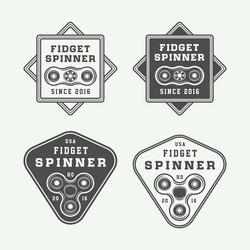 Set of vintage fidget spinners logos emblems Vector Image