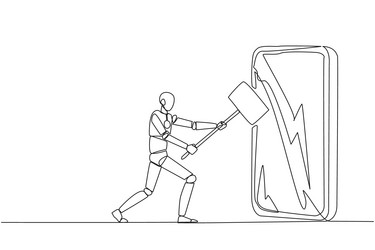 Single continuous line drawing smart robotic Vector Image