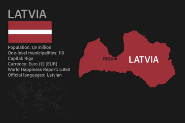 Highly detailed latvia map with borders isolated Vector Image